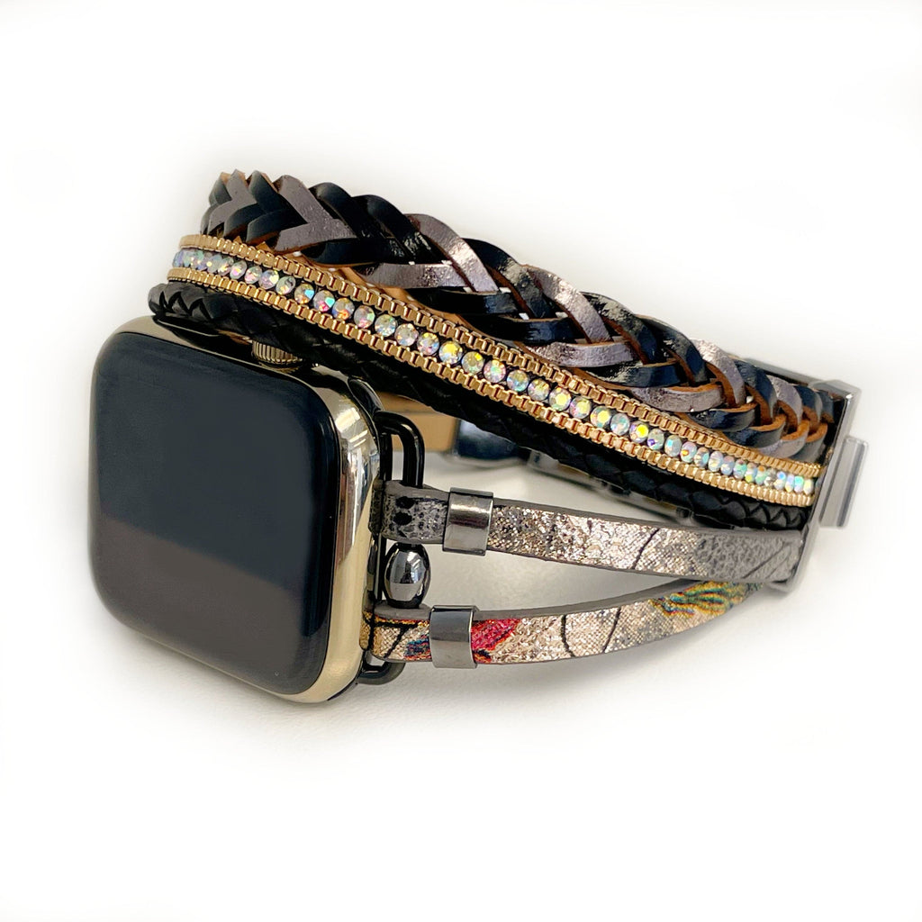 The Braided Posh, Strappy Leather Watch Band with Gold, Silver, or Ros – Copper Robin