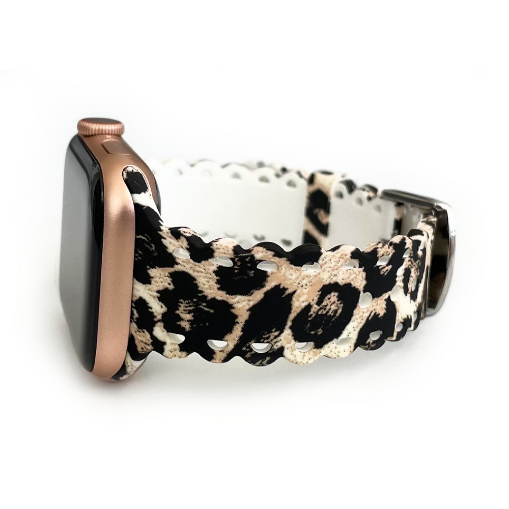 LEOPARD PRINT SILICONE WITH CRYSTALS APPLE WATCH BAND- THE DIVA ...
